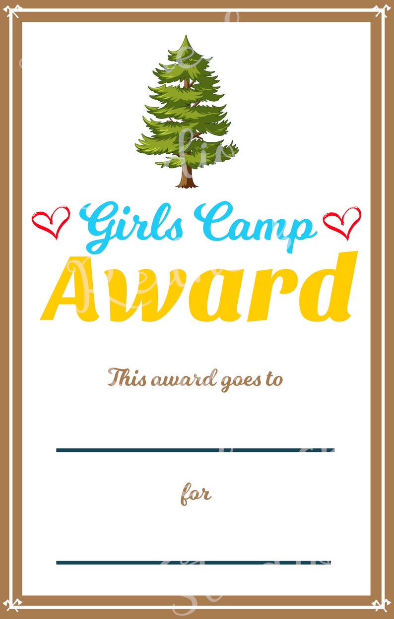 Cute Girls Camp Fill-in-the-blank Awards for Young Women With Camp ...