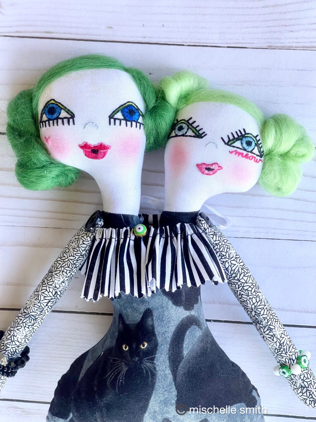 Meow Conjoined Twins Pinhead Doll~handmade OOAK Creepy Art Doll by ...