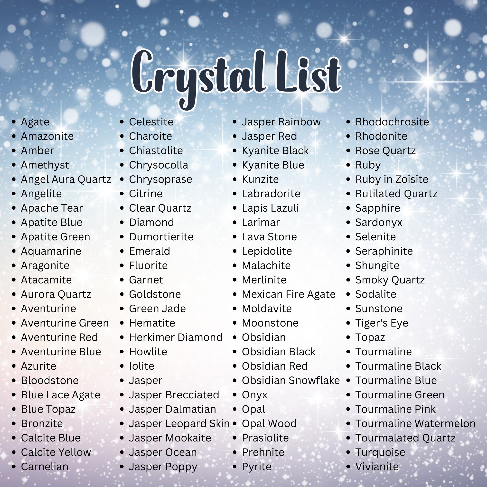 100 Printable Crystal Meaning Cards Set | Editable Canva Template for ...