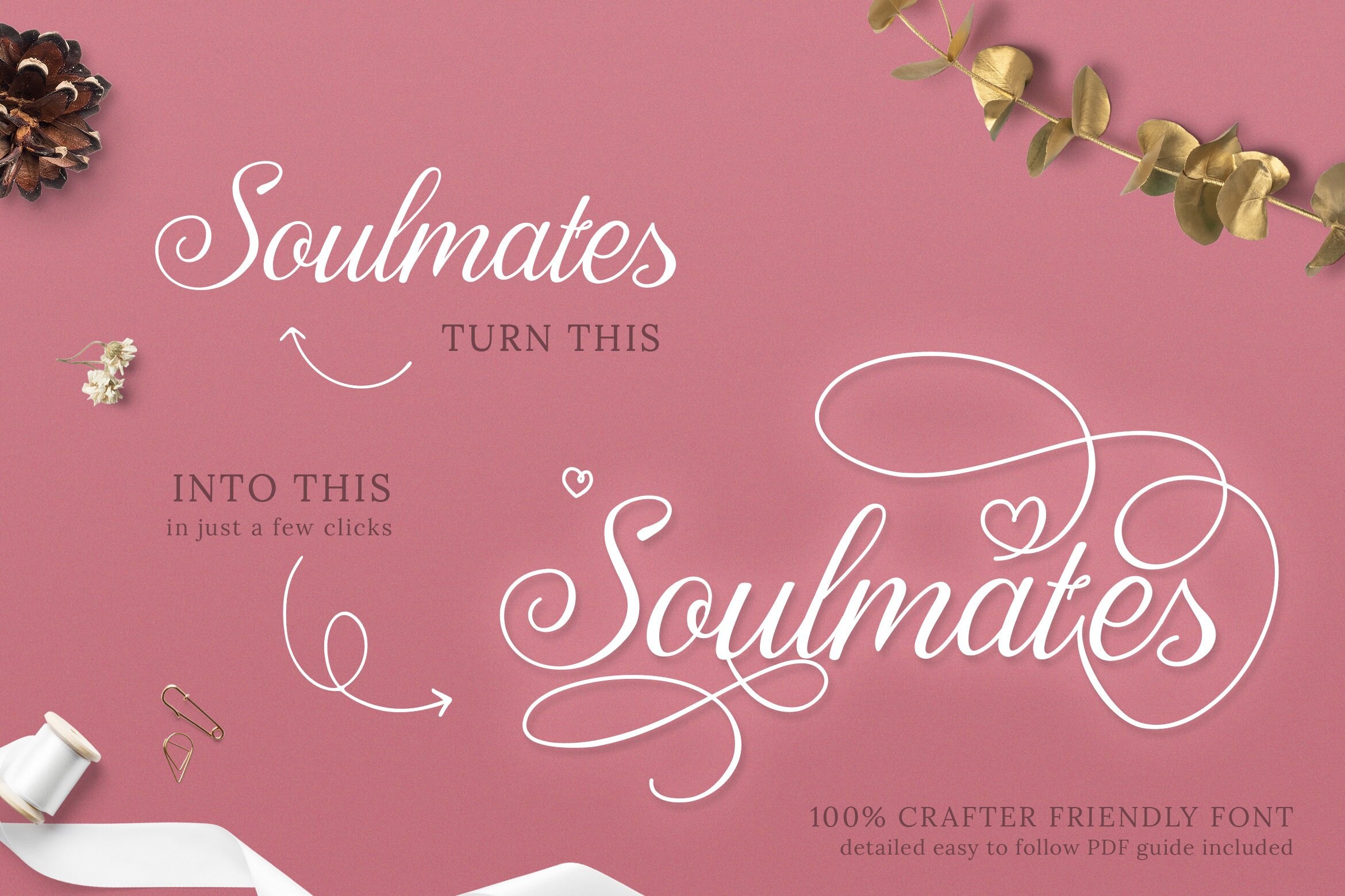 Cursive Font with Tails Calligraphy Font Font with Heart | Etsy