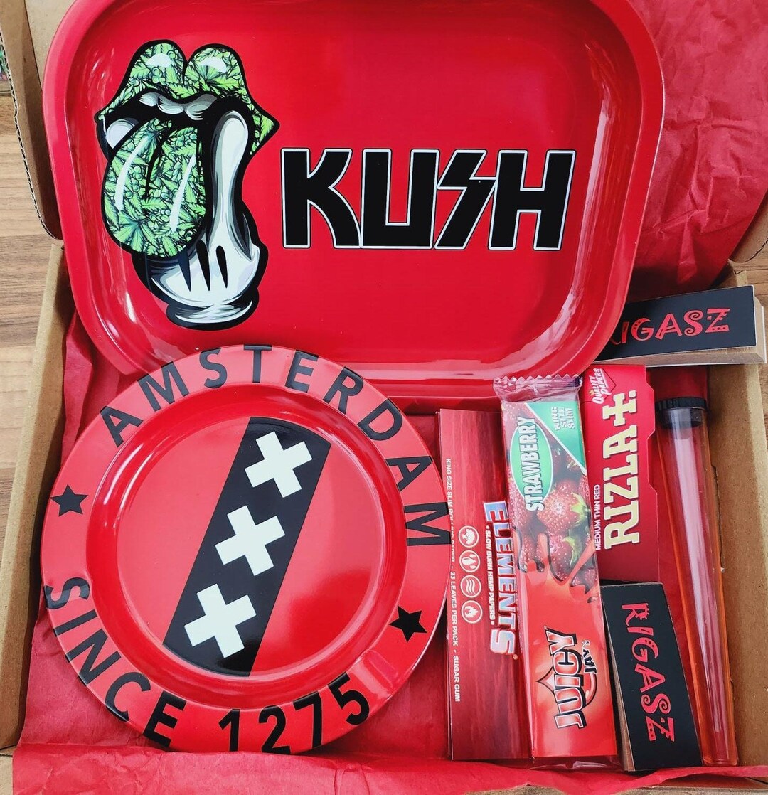 Red Metal Rolling Tray Gift Set - Etsy UK