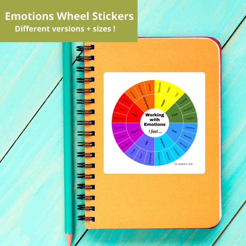 Emotions Stickers Feelings Wheel With 32 Emotions Mental Health ...