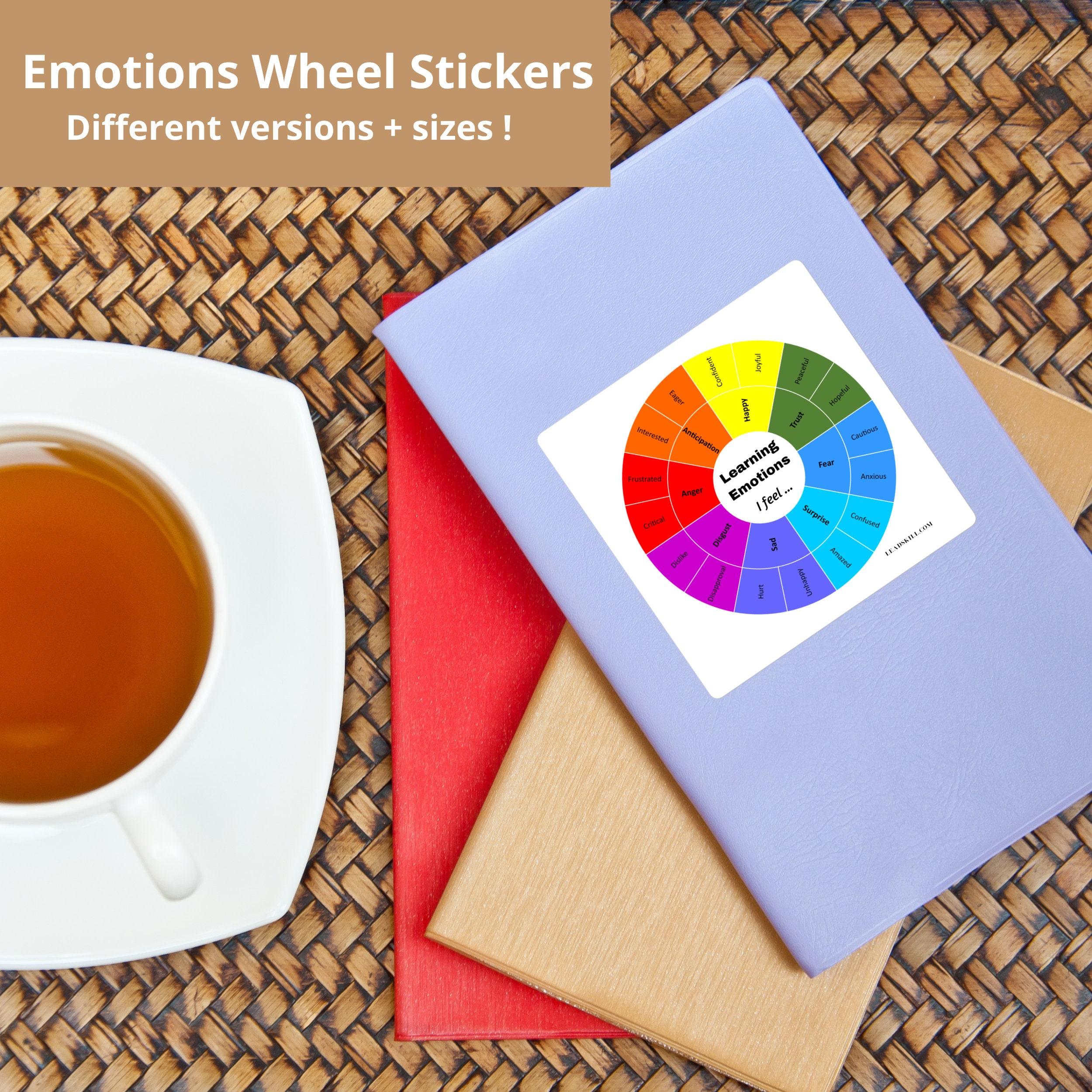 Learning EMOTIONS Stickers | Feelings Wheel | 24 Emotions | Emotion ...