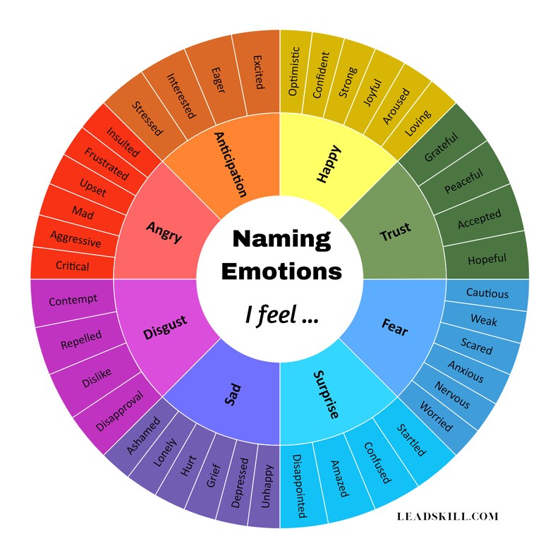 Emotion Wheel Stickers | Naming Feelings Wheel | 48 Emotions | Quality Vinyl Stickers | Social ...