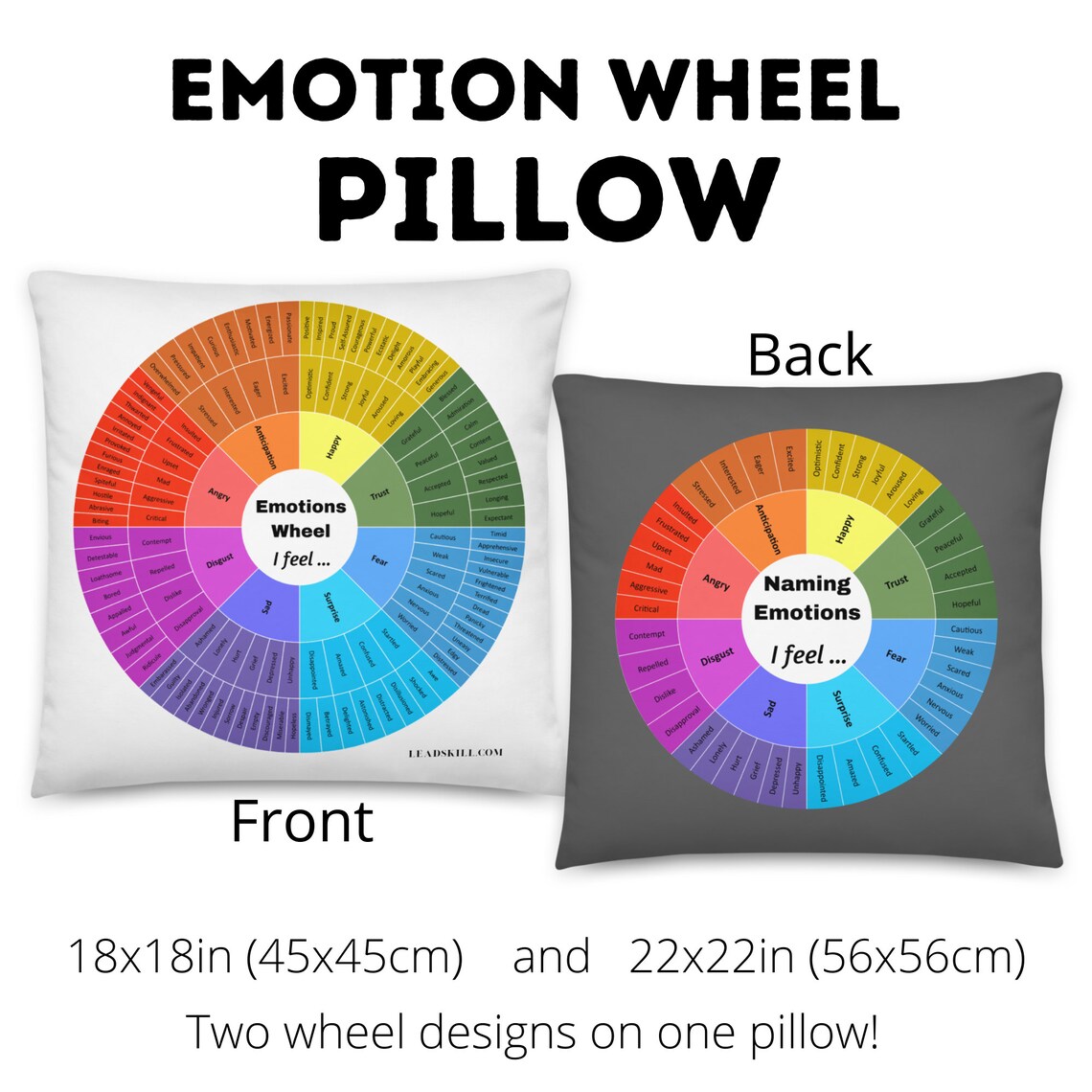 Emotion Wheel Pillow Comfy Feelings Wheel Pillow to Name EMOTIONS CBT ...