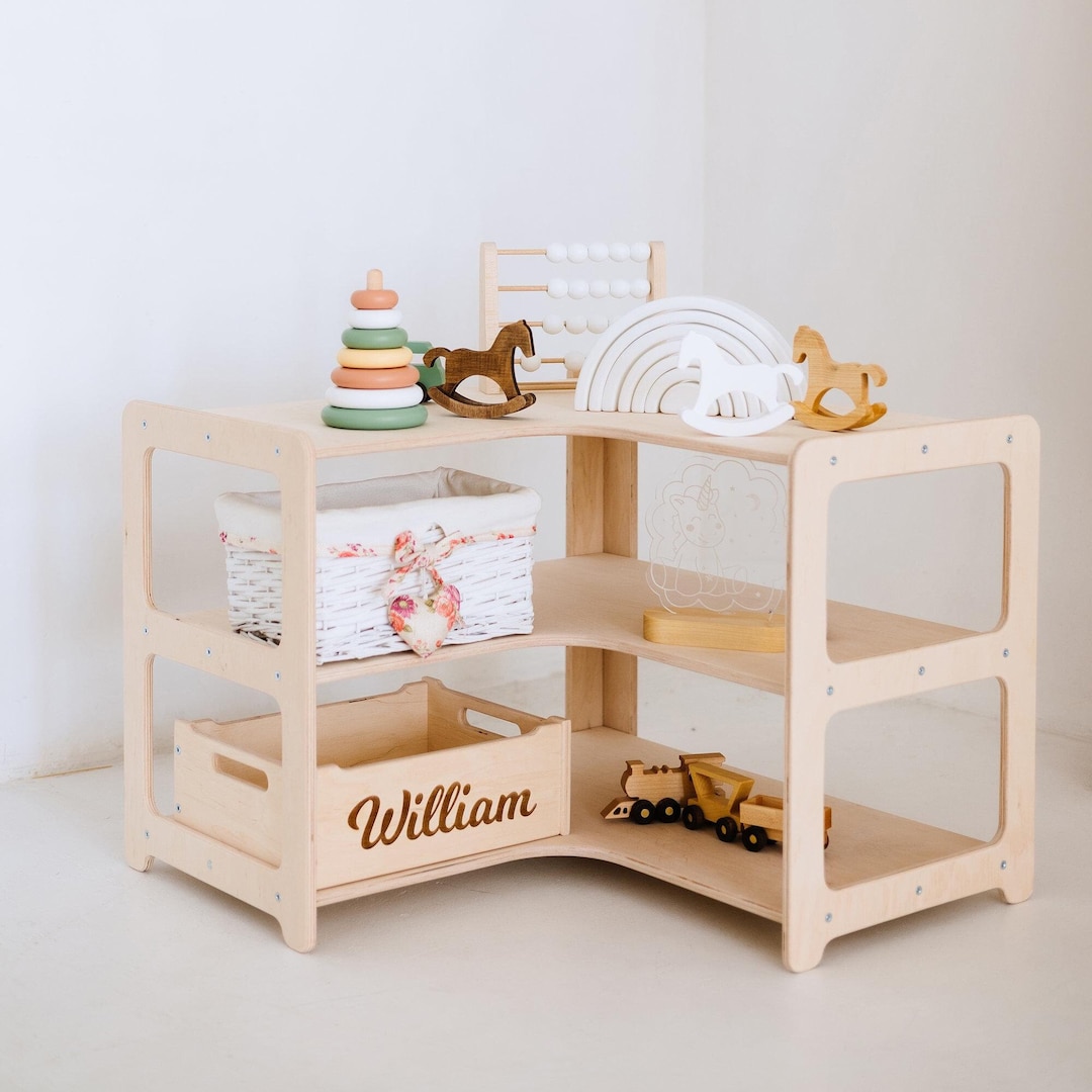 Montessori Corner Toy Shelf, Montessori Toy Storage for Corner, Corner ...