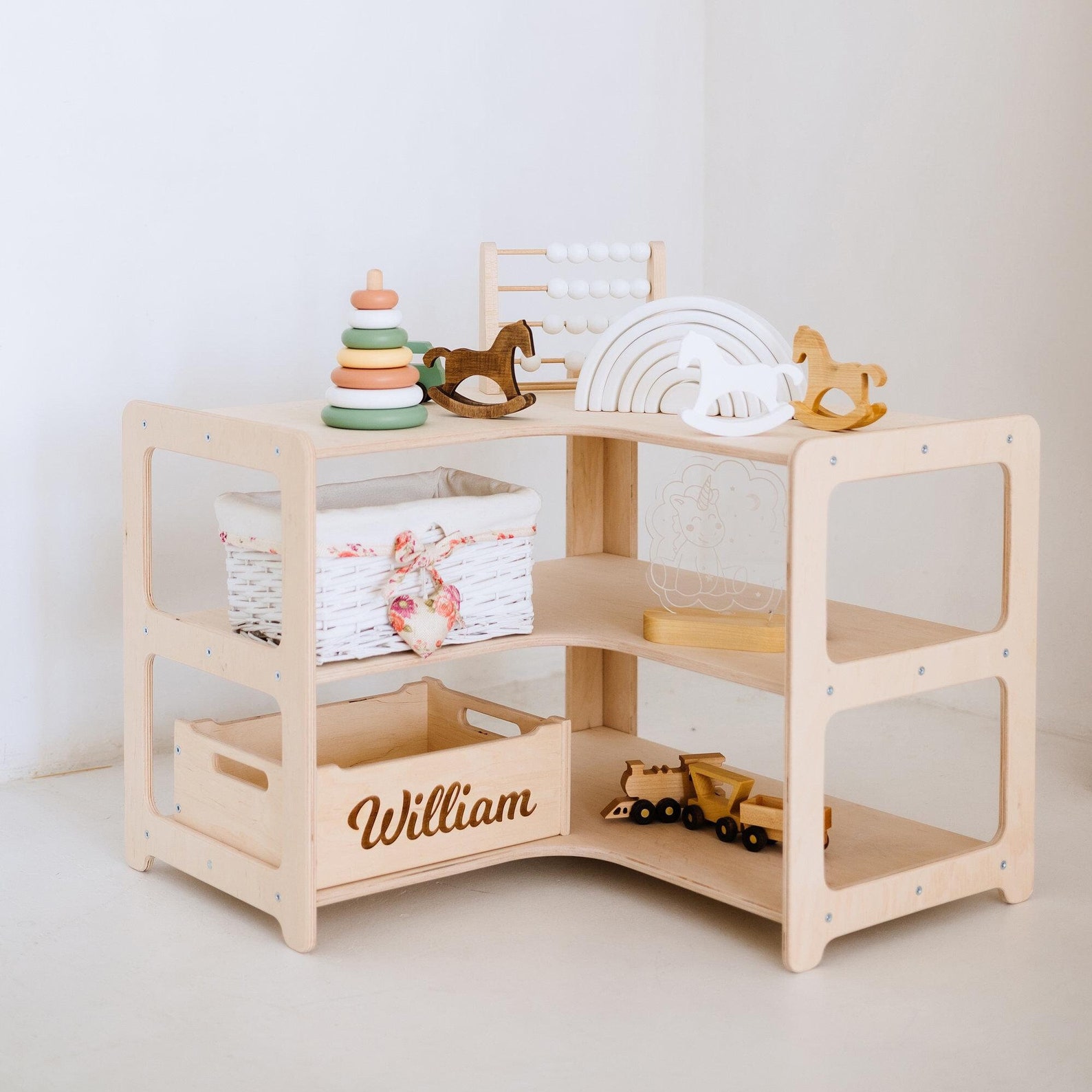 Montessori Corner Toy Shelf, Montessori Toy Storage for Corner, Corner ...