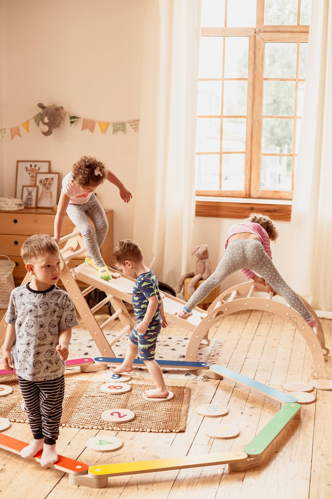 Balance Beam Set + Stepping Stone Kid, Montessori Furniture, Balance ...