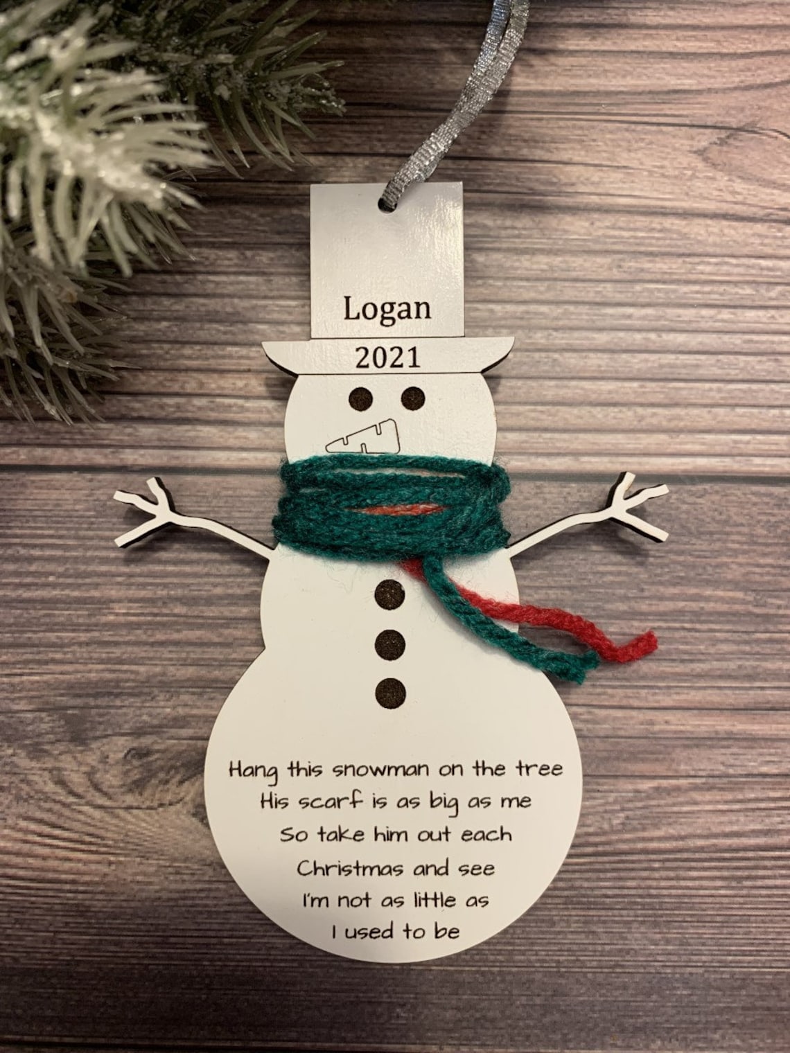 Personalized Height Snowman Ornament - Etsy