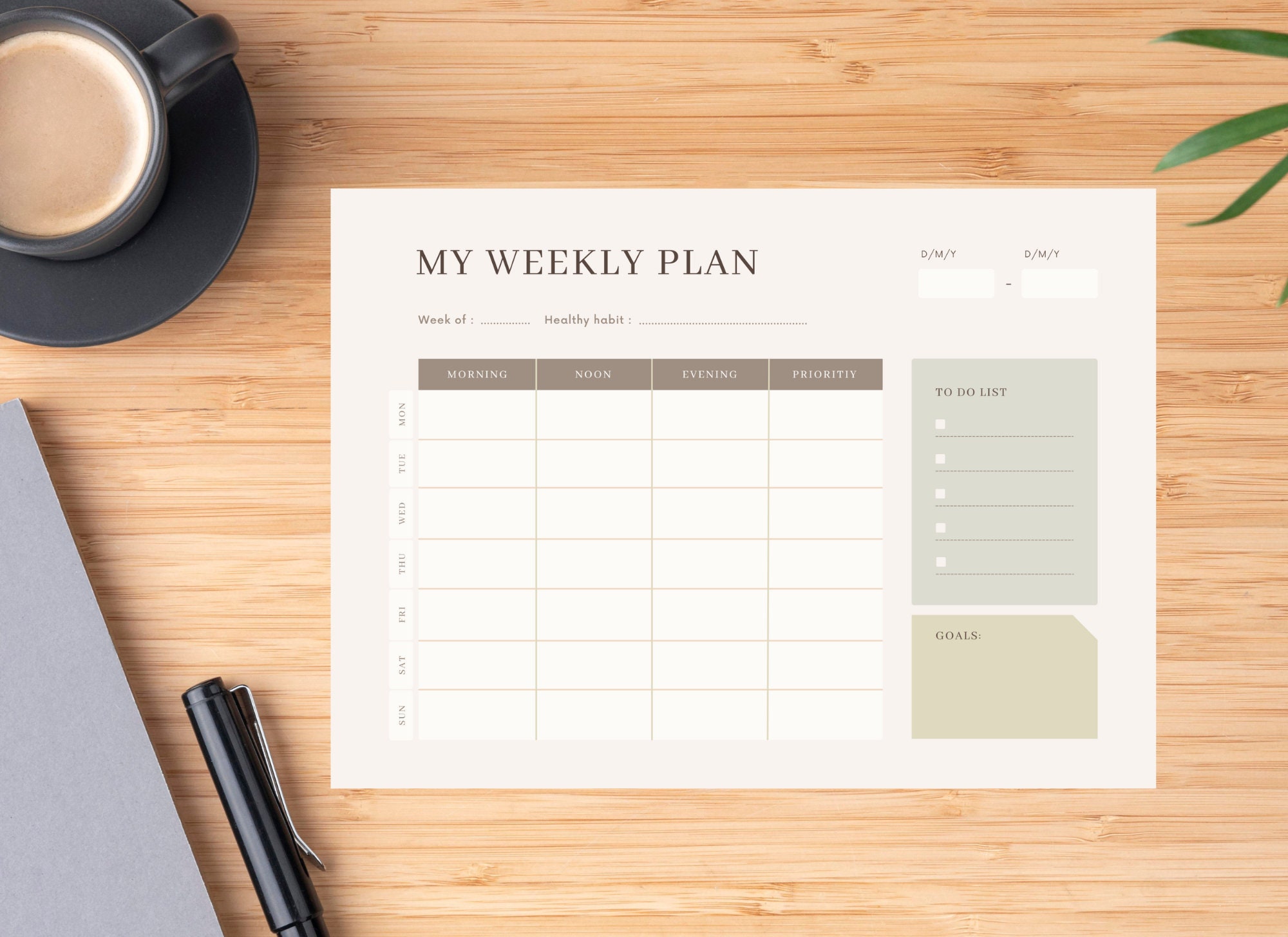 WEEKLY PLANNER PNG - Etsy