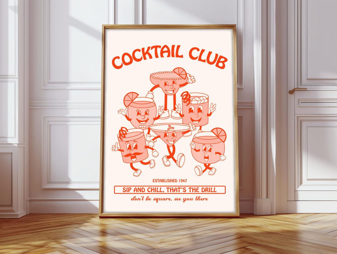 Retro Character Cocktail Prints, Retro Cocktails Print, Retro Cocktail ...