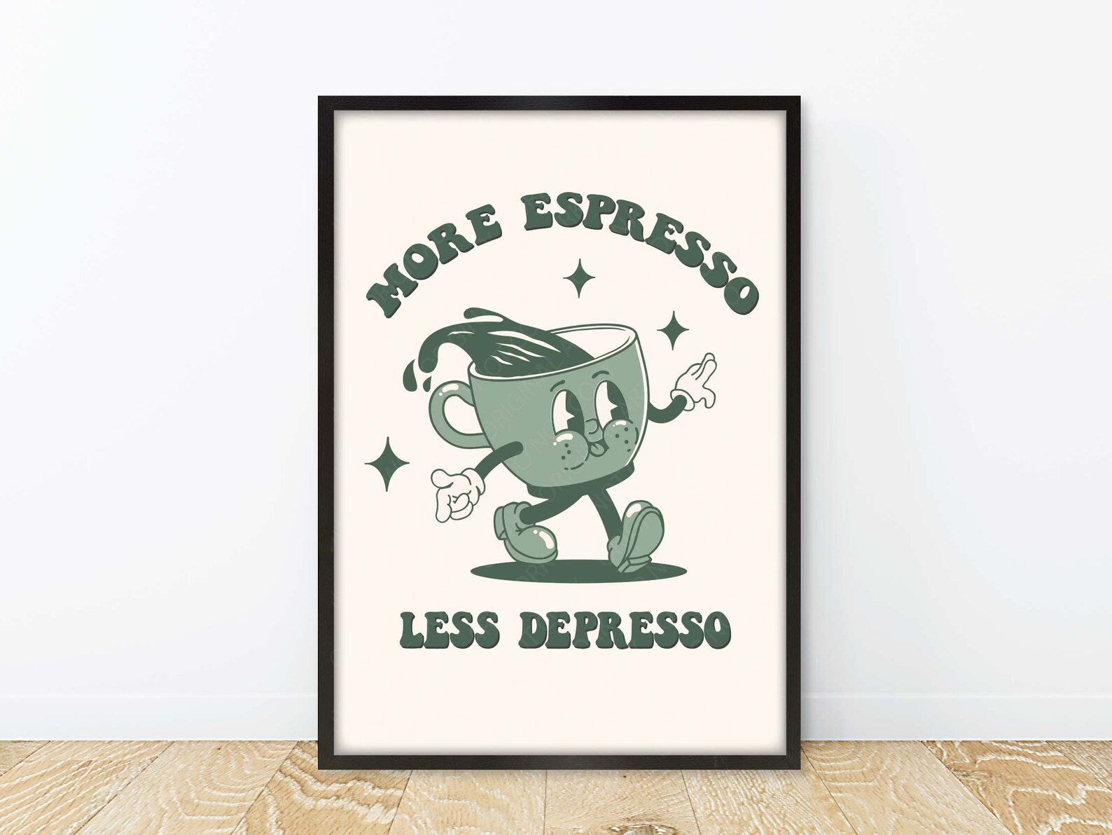 Retro Coffee Prints, Retro Cartoon Espresso Print, Retro Cartoon ...