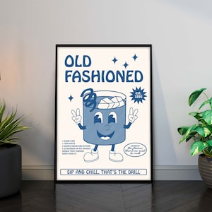 Retro Cocktail Prints, Retro Character Cocktails Print, Retro Negroni ...