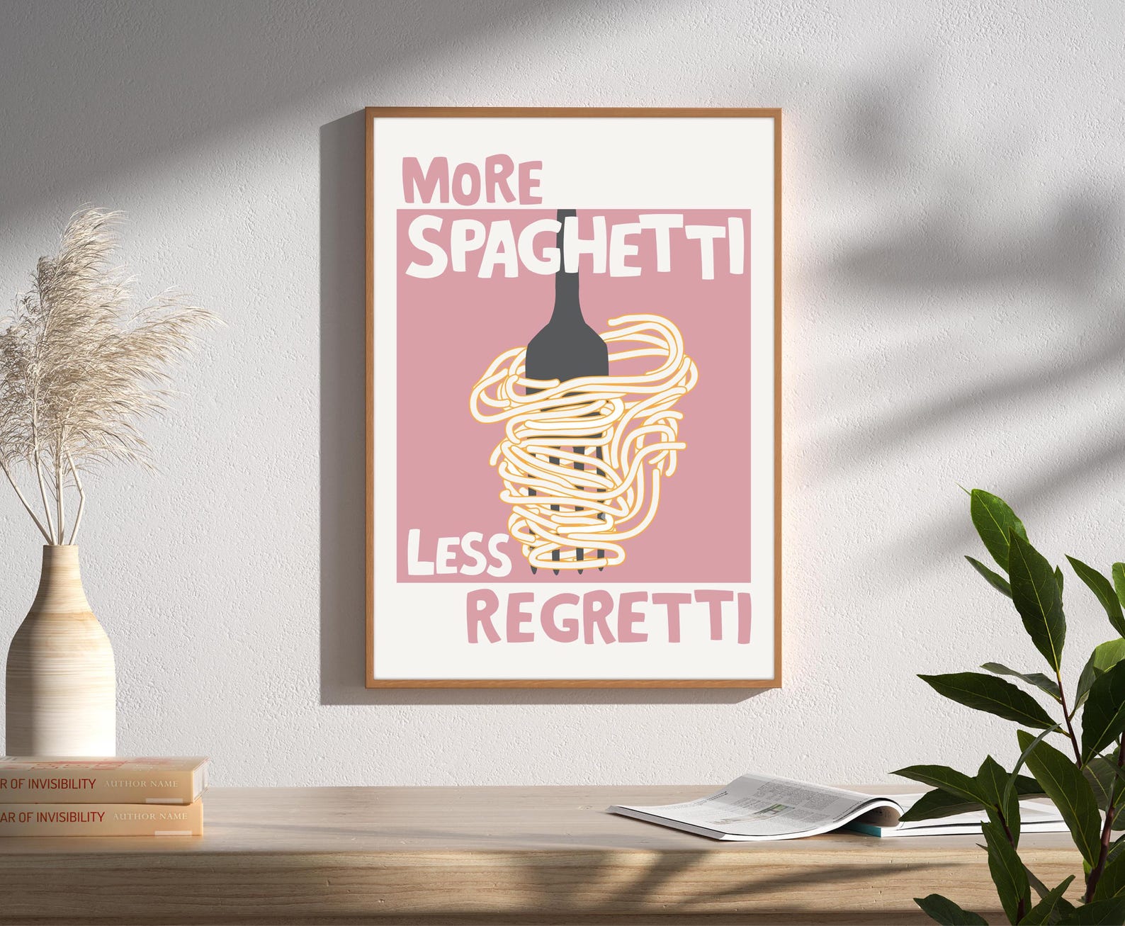 More Spaghetti Less Regretti Poster, Italian Slogan Kitchen Prints ...