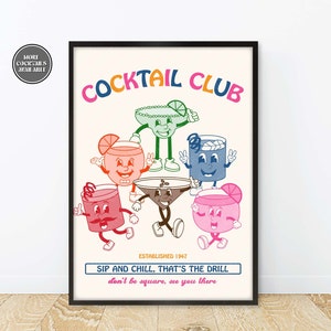 Retro Character Cocktail Prints, Retro Cocktails Print, Retro Cocktail ...