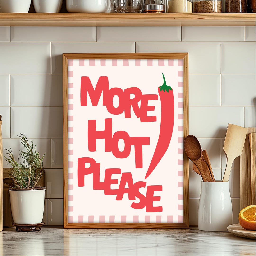 Chilli Wall Art Poster, Red Chilli Poster, Kitchen Print Red Chilli ...