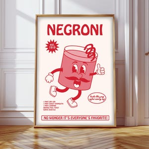 Retro Cocktail Prints, Retro Character Cocktails Print, Retro Negroni ...