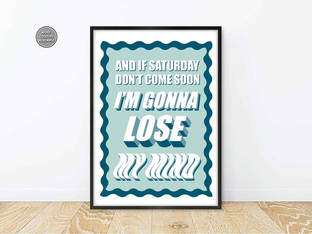 Sam Fender Lyric Print Saturday, Sam Fender Poster, Saturday Sam Fender ...