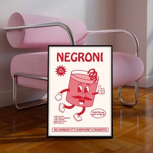 Retro Cocktail Prints, Retro Character Cocktails Print, Retro Negroni ...