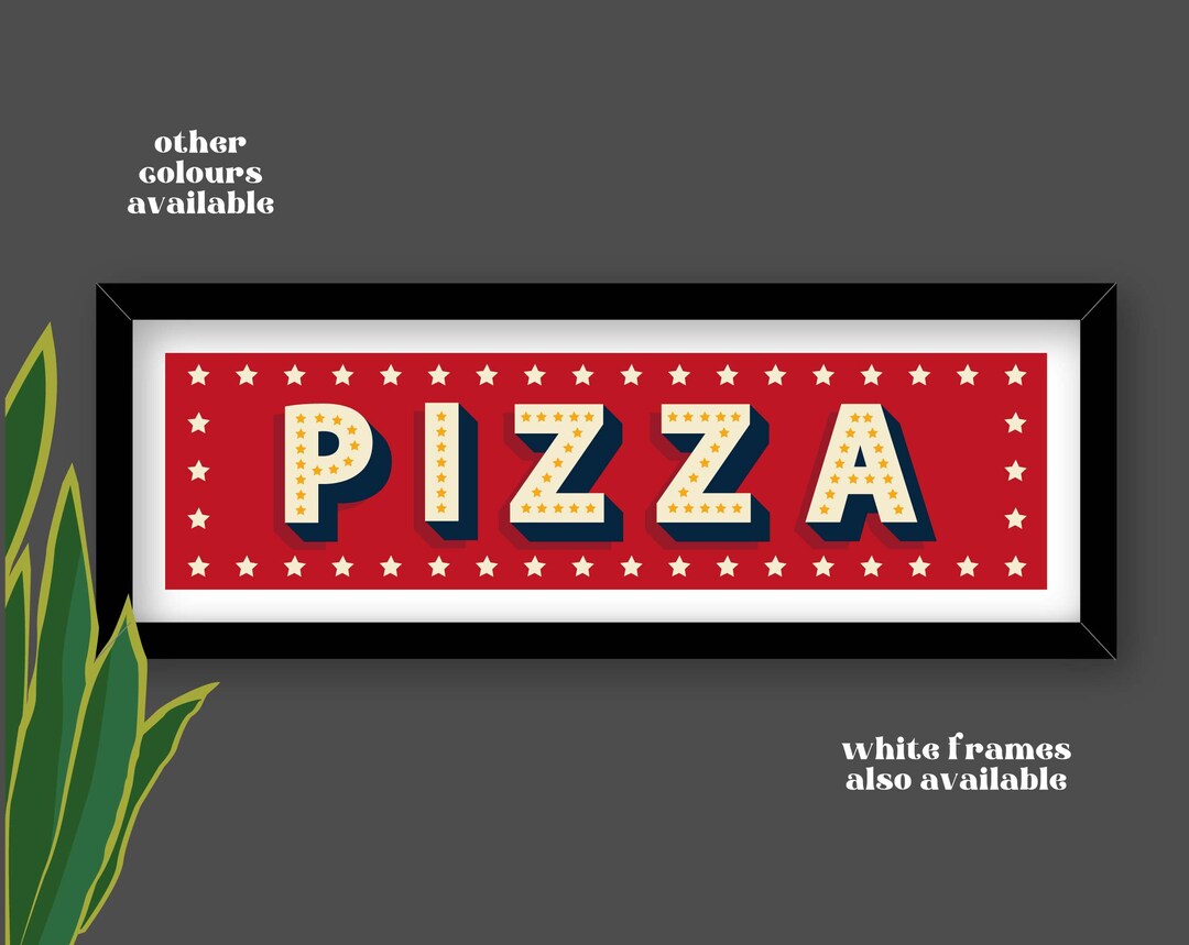 Pizza Sign Framed Print, Framed Pizza Print, Kitchentypography Prints ...