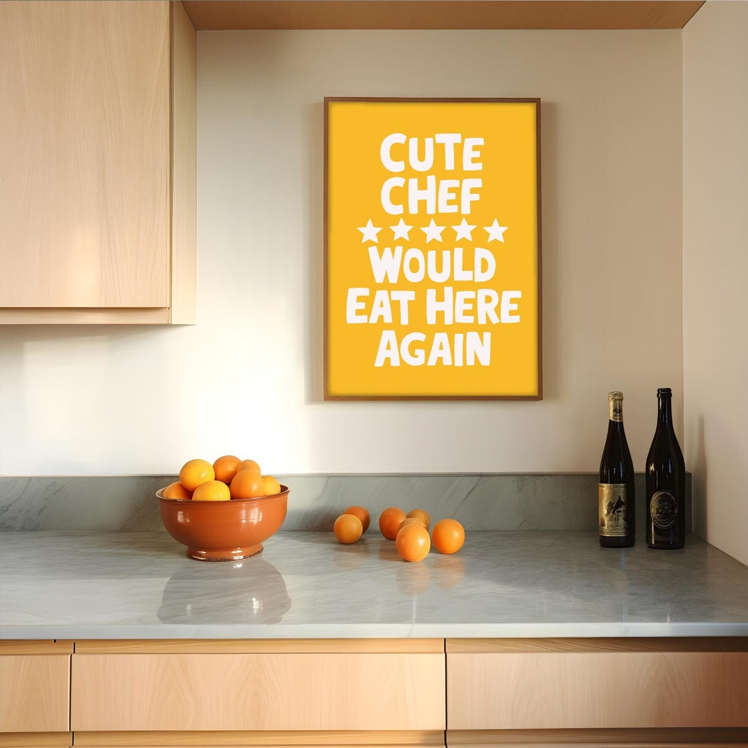 Cute Chef Poster, Kitchen Prints Cute Chef, Trendy Slogan Prints for ...