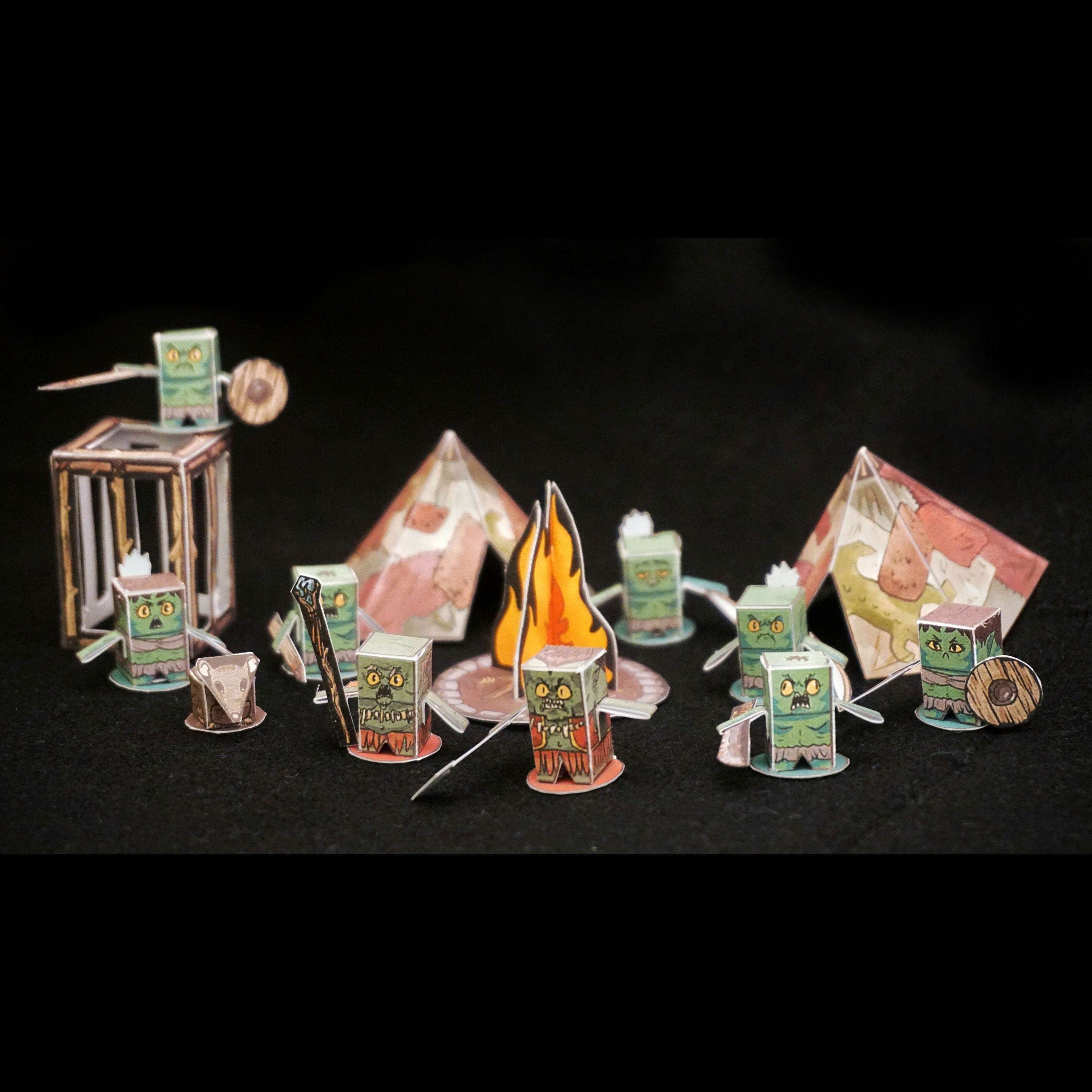 DND Goblins' in Their Camp Craftable Dungeon Dnd Papercraft Cute ...