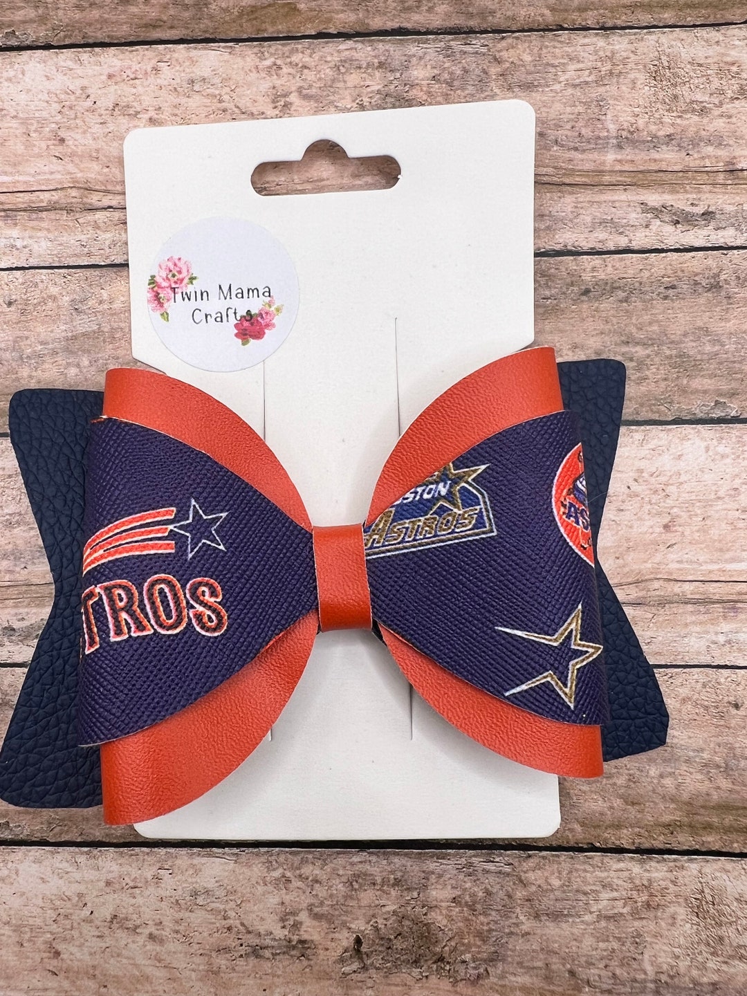 Astros Faux Leather Bow - Etsy