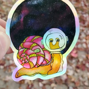 Holographic Astronaut Snail Sticker - Etsy