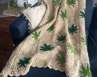 Crochet Marijuana Leaf Throw Blanket | Etsy
