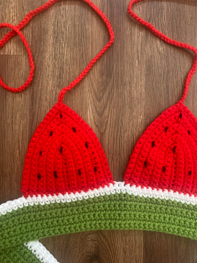 Red Crochet Watermelon Bralette | Handmade Summer Festival Top - Etsy