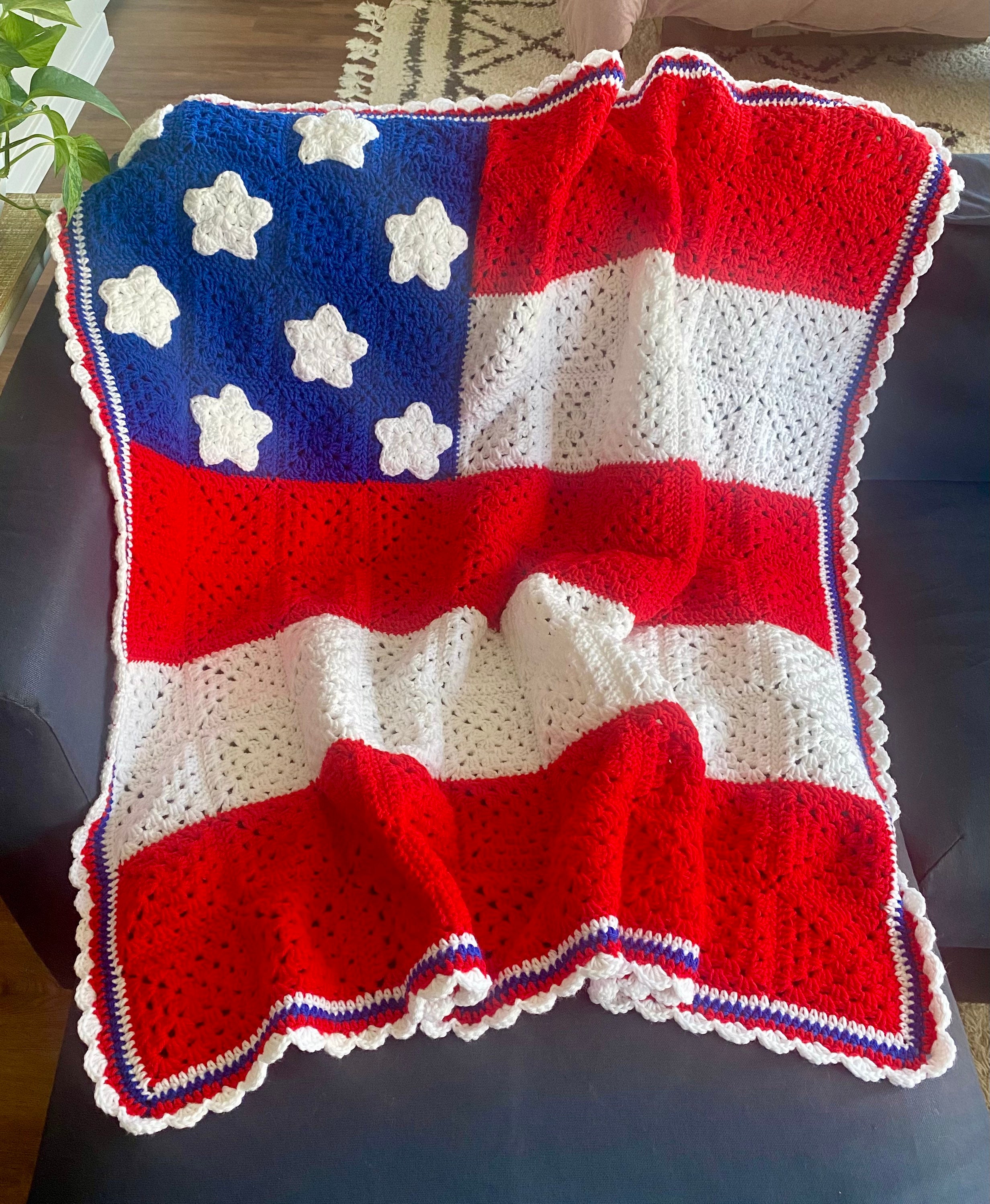 Crochet American Flag Granny Square Pattern - Etsy