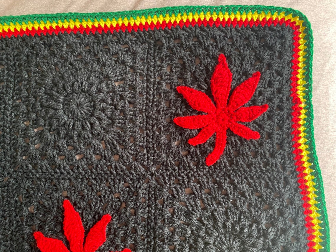 Crochet Marijuana Leaf Throw Blanket - Etsy