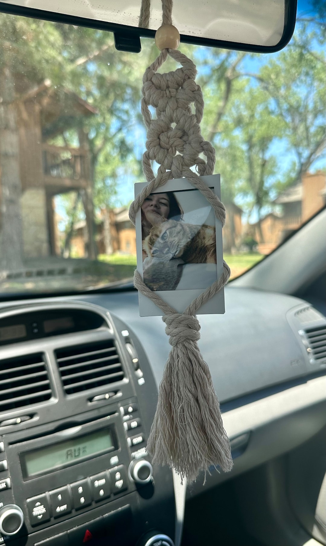 Macrame Polaroid Photo Hanger | Rearview Mirror Hanger | Car Oil ...