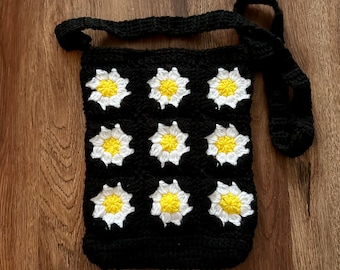 Crochet Granny Square Daisy Flowers Bag - Etsy