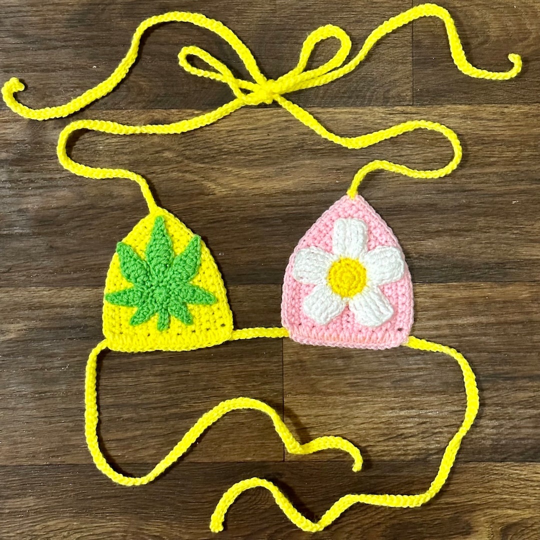 Crochet Bikini Top Inspired by Dua Lipa | Flower Bikini Top | Marijuana ...