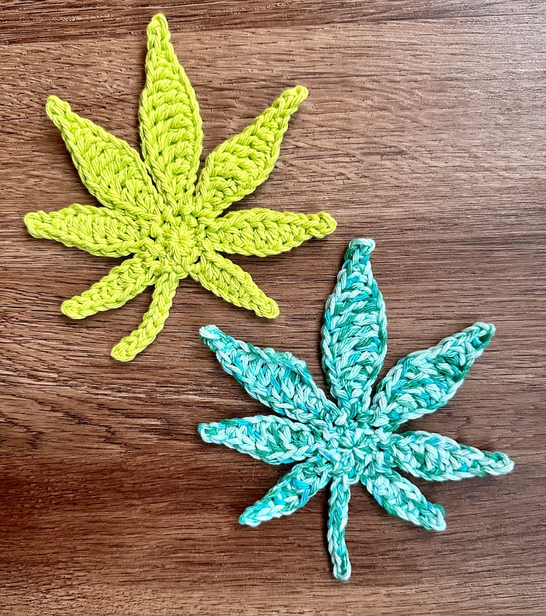 Crochet Green Marijuana Cannabis Leaf Appliqué | for Scrapbook, Card ...