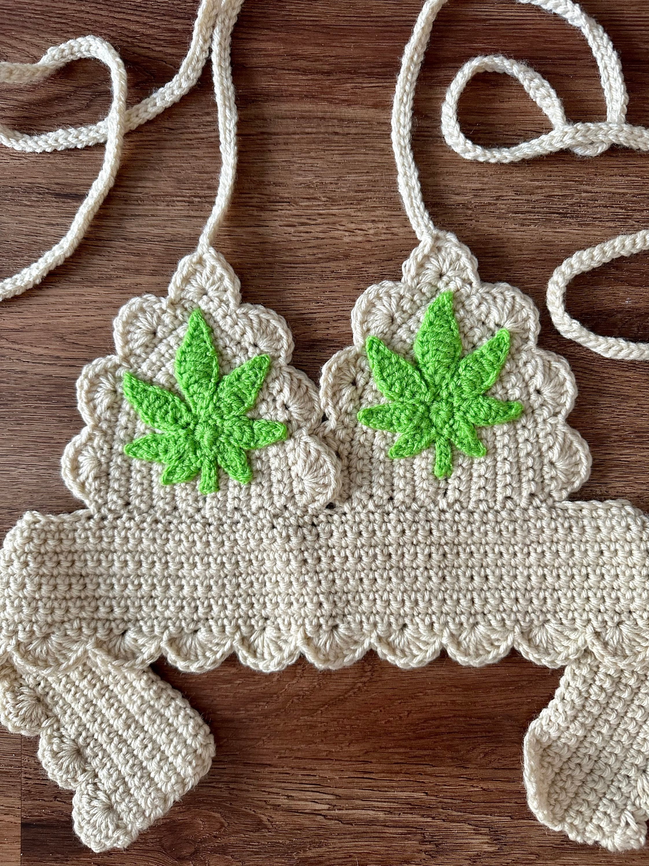 Crochet Marijuana Leaf Crop Top Scalloped Bra Top Weed Top Stoner Top ...