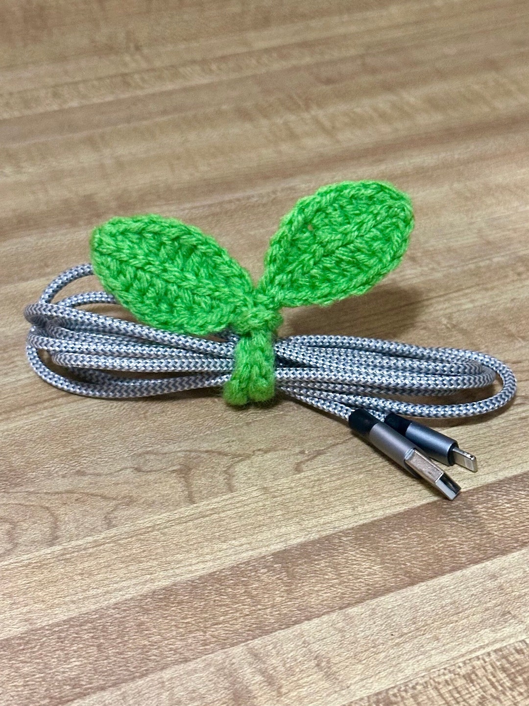 Crochet Leaf Sprout | Headphone Accessory | Bookmark | Cord Organizer ...
