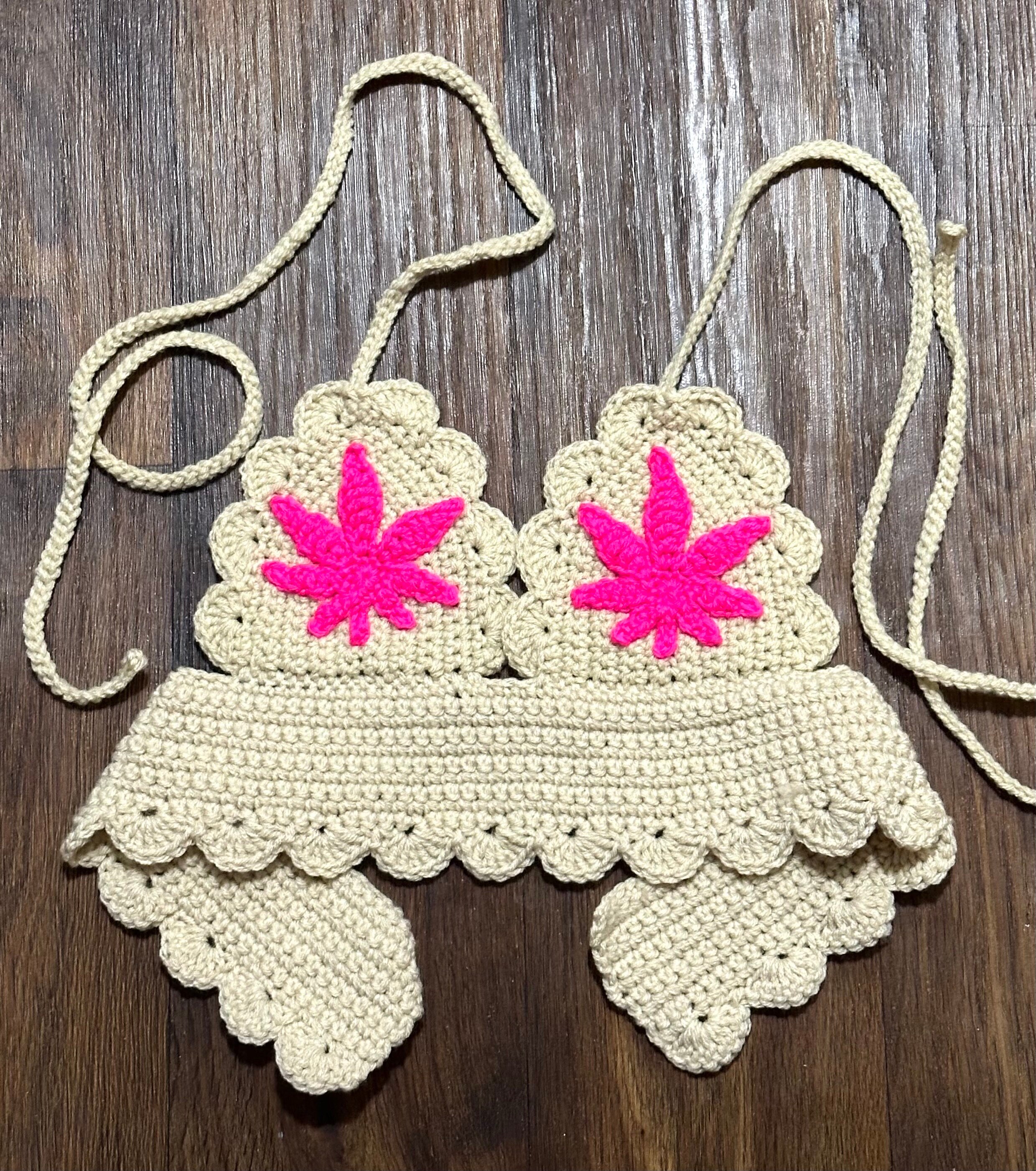 Crochet Marijuana Leaf Crop Top | Scalloped Bra Top | Weed Top | Stoner ...