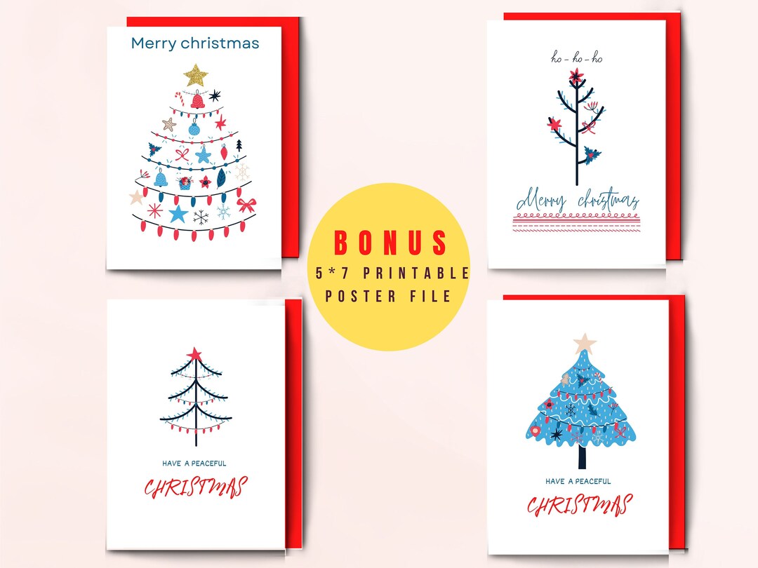 Merry Christmas Printable Card Digital Download Holiday Card - Etsy