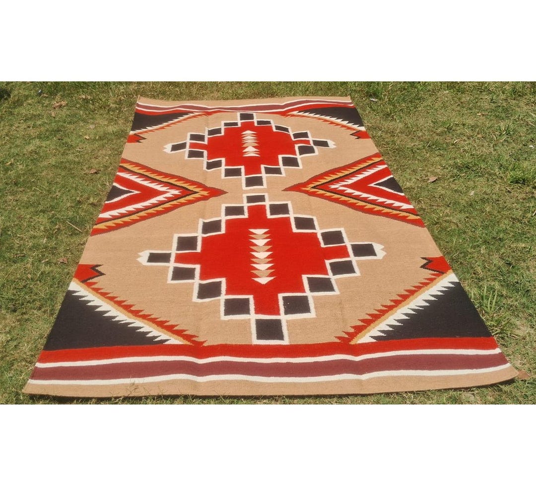 Southwestern Navajo Rugs Aztec Tribal Design Hand Woven Native American ...
