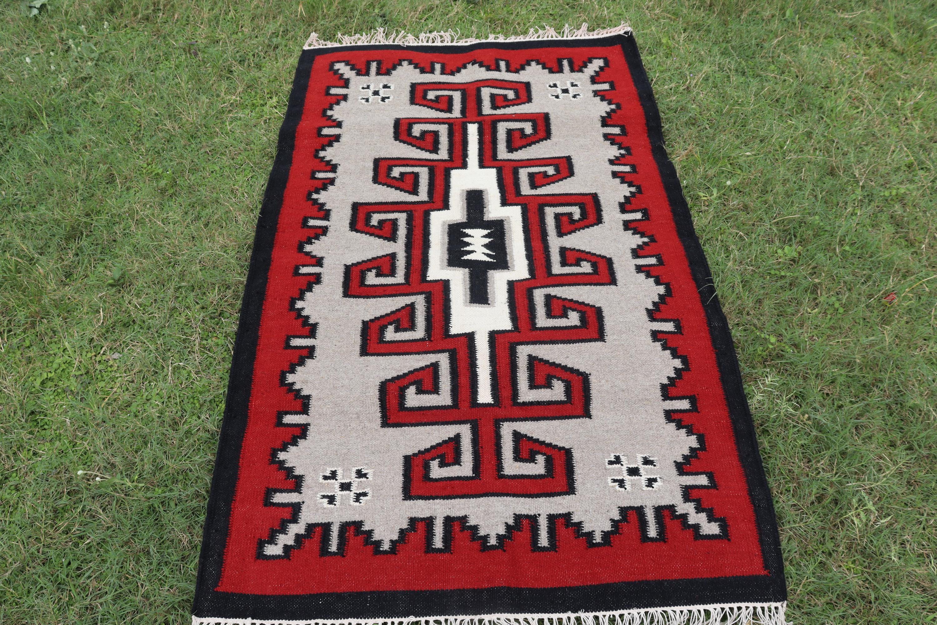Southwestern Rug Red Navajo Rug Kilim Hand Woven Native American Aztec ...