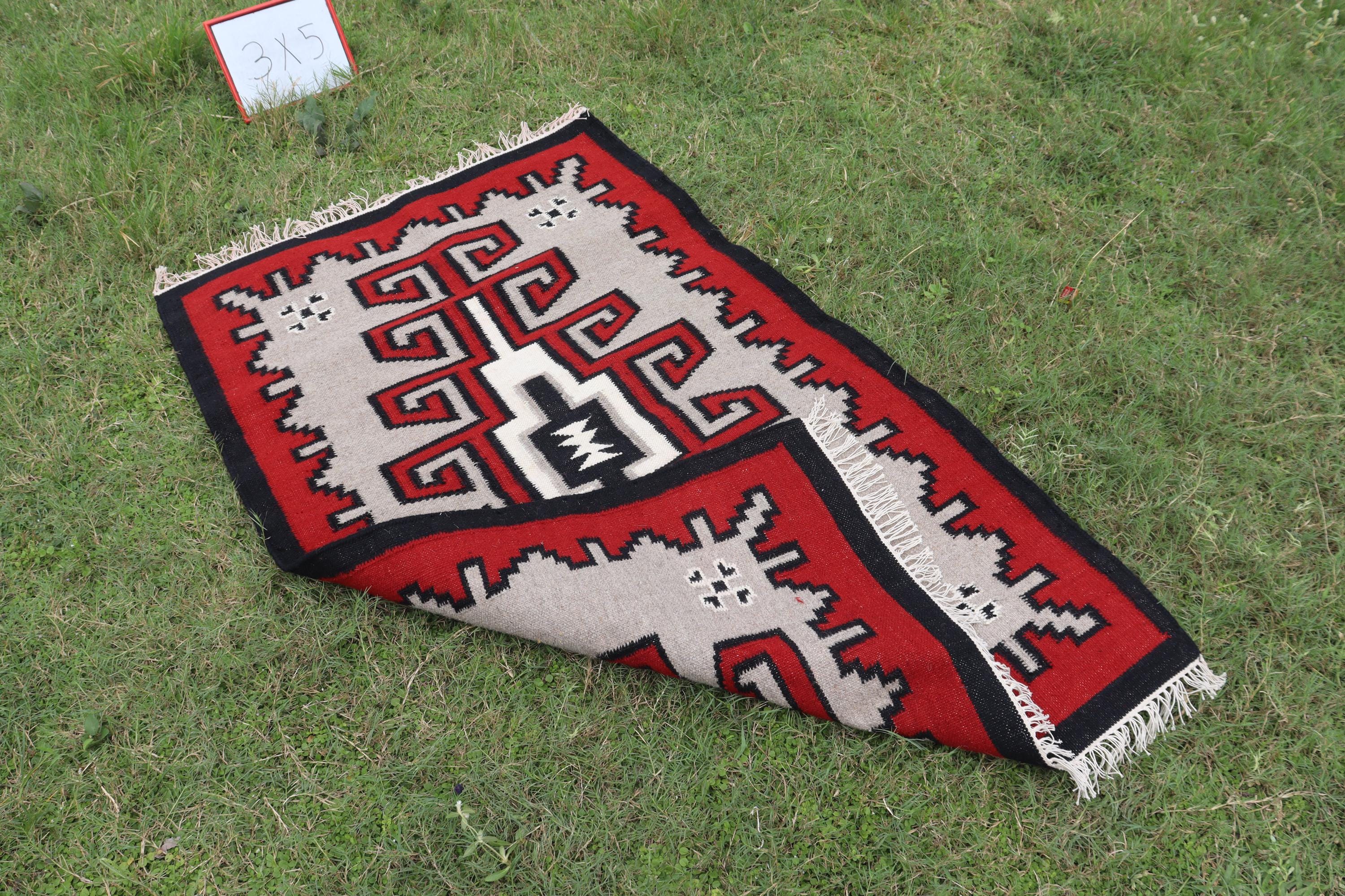 Southwestern Rug Red Navajo Rug Kilim Hand Woven Native American Aztec ...