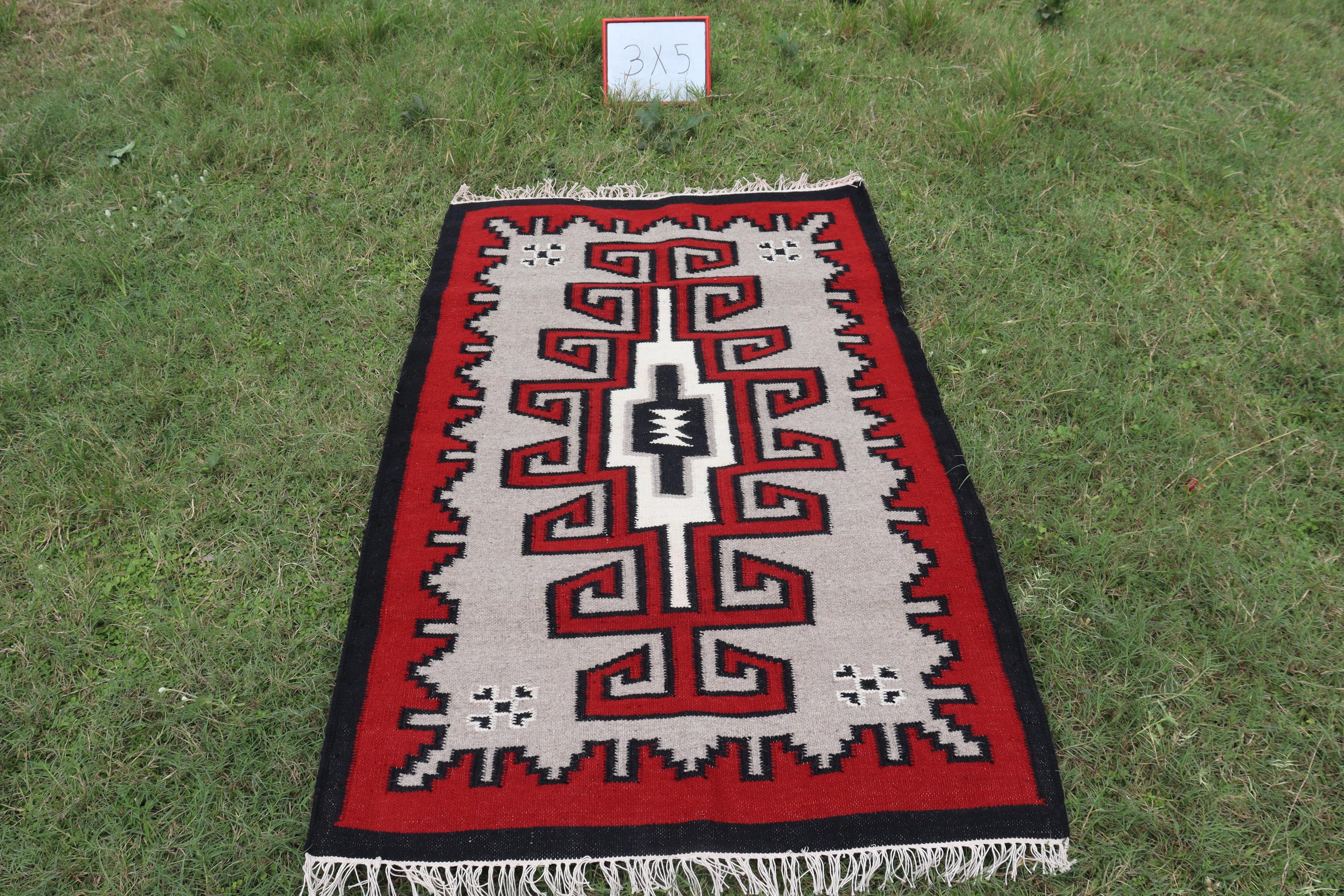 Southwestern Rug Red Navajo Rug Kilim Hand Woven Native American Aztec ...