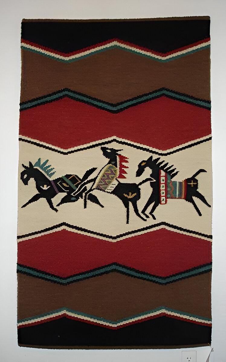 Navajo Rug Kilim Handwoven Tribal 3x5 Ft Pictorial Carpet Vintage Wool ...