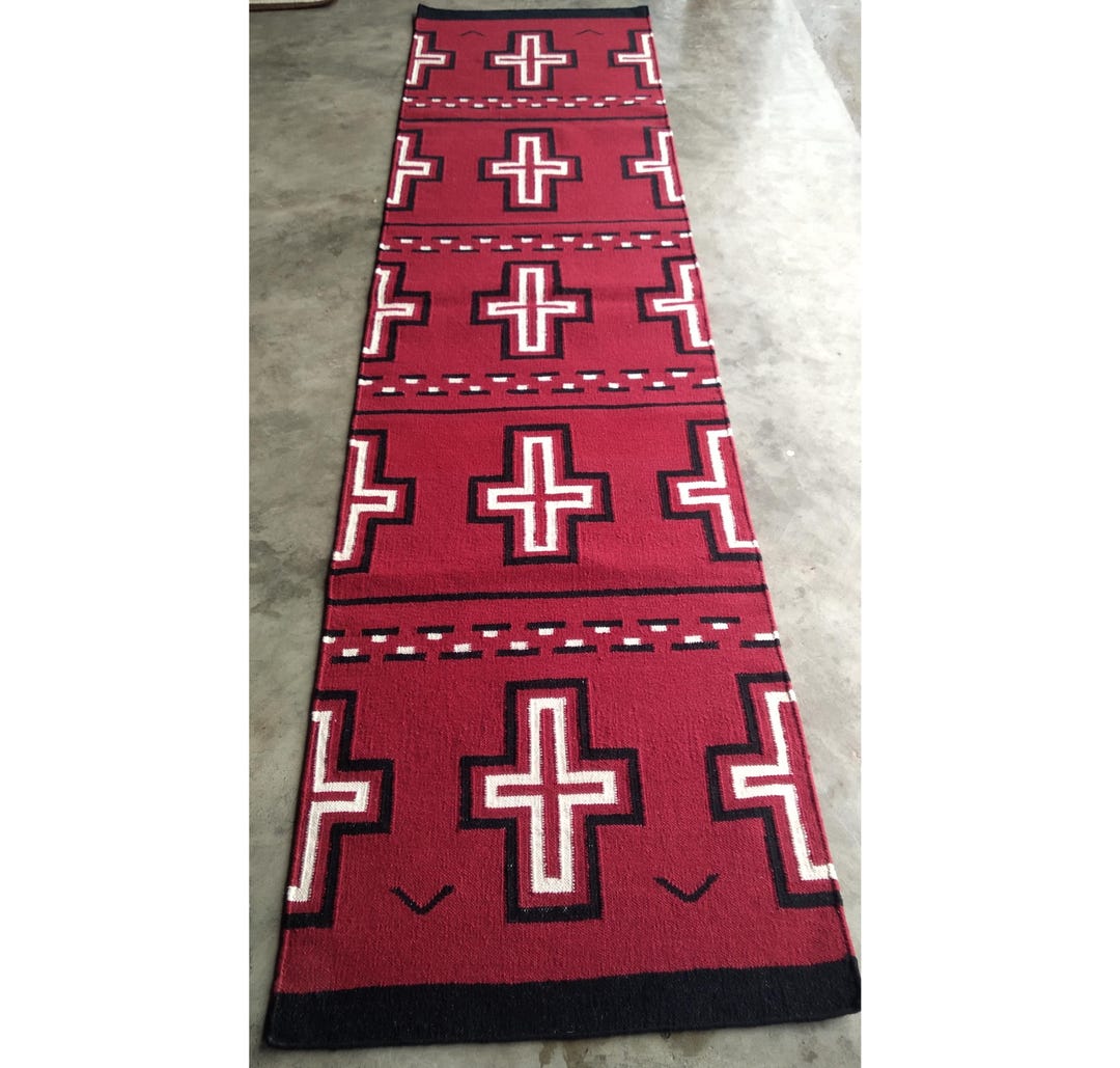 3x10 Ft Red Navajo Runner Rug Hand Woven Southwestern Native American ...