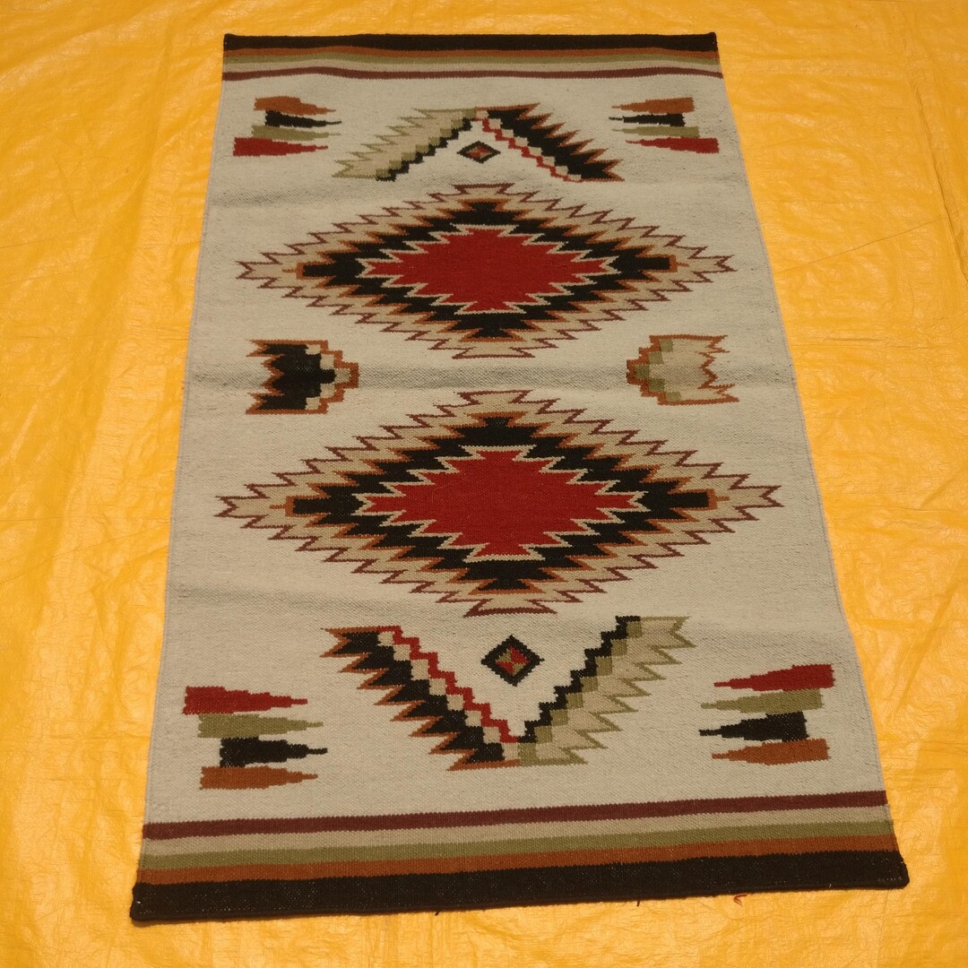 Wool Navajo Rug Geometric Pattern Western Design Kilim Rug Size 3x5 Ft ...