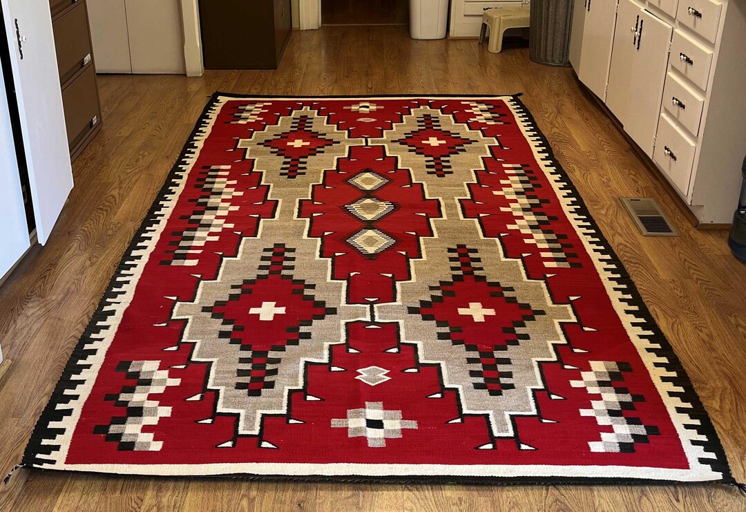 Southwestern Rug Red Navajo Rug Kilim Hand Woven Native American Rug ...