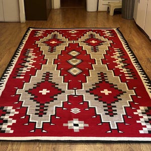 Southwestern Rug Red Navajo Rug Kilim Hand Woven Native American Rug ...