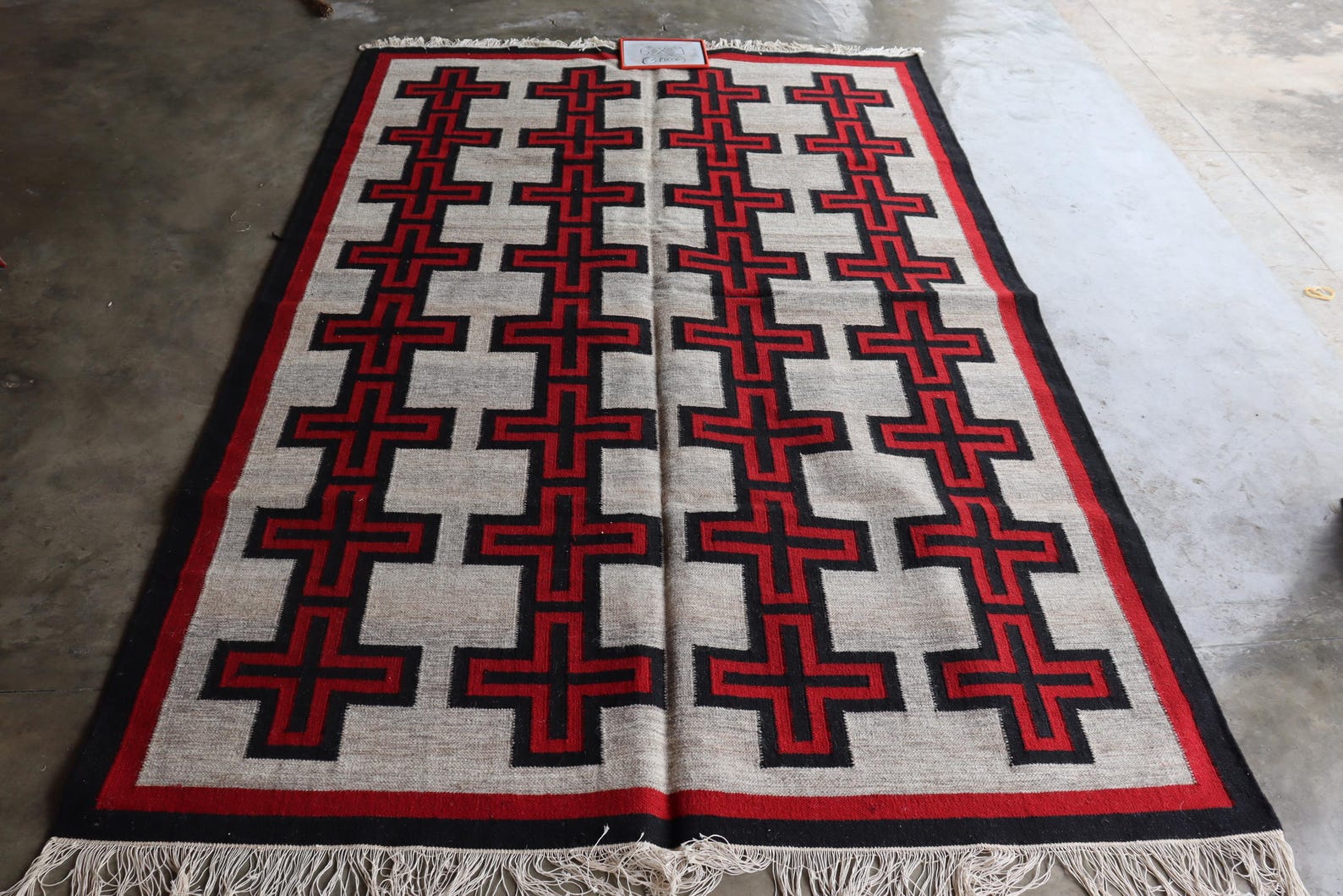 6x9 Wool Navajo Rug Southwest Style Area Rug Native Boho Red Grey Kilim ...